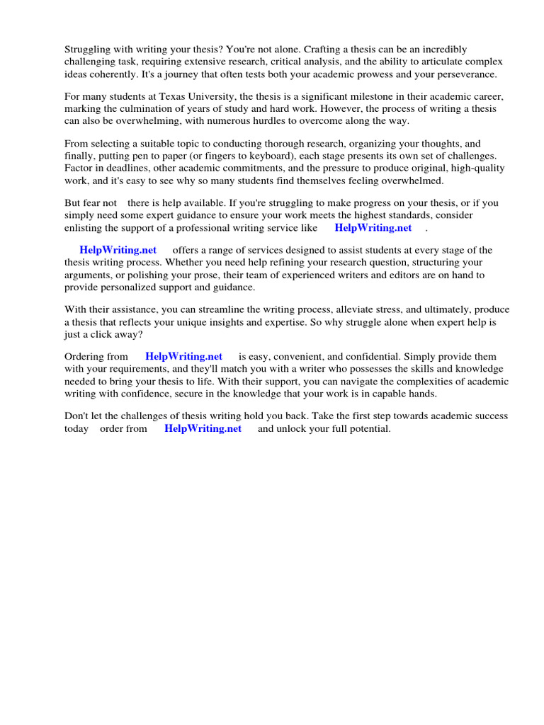 Texas University Thesis PDF Thesis Doctorate