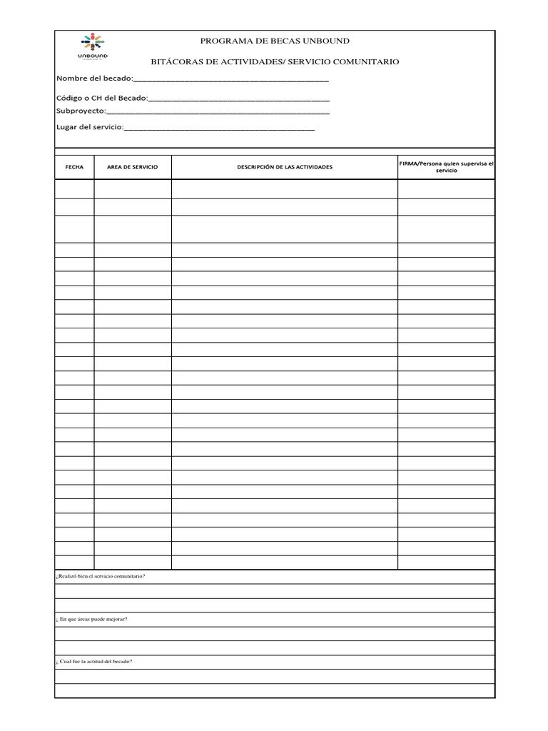 01-Formato Bitácora de Actividades 2024 | PDF