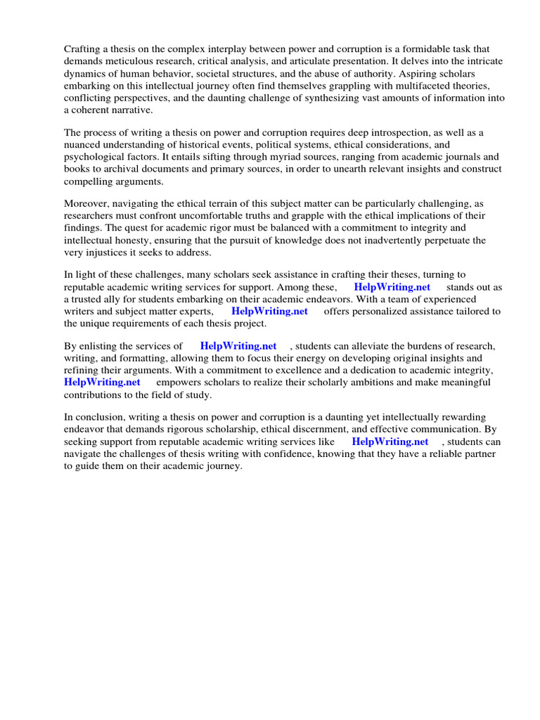 Thesis About Power and Corruption | PDF | Corruption | Political Corruption