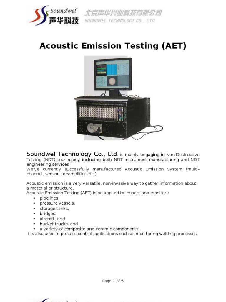 Acoustic Emission Brochure | PDF | Nondestructive Testing | Materials ...
