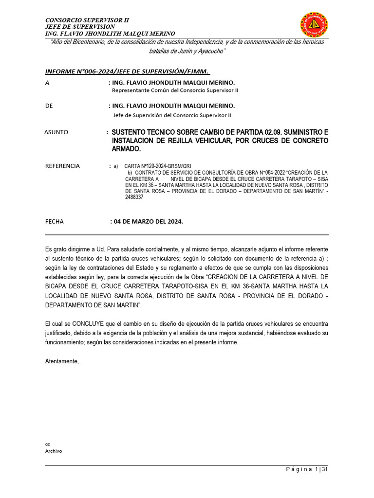 INFORME 07 Respuesta Hito de Control | PDF