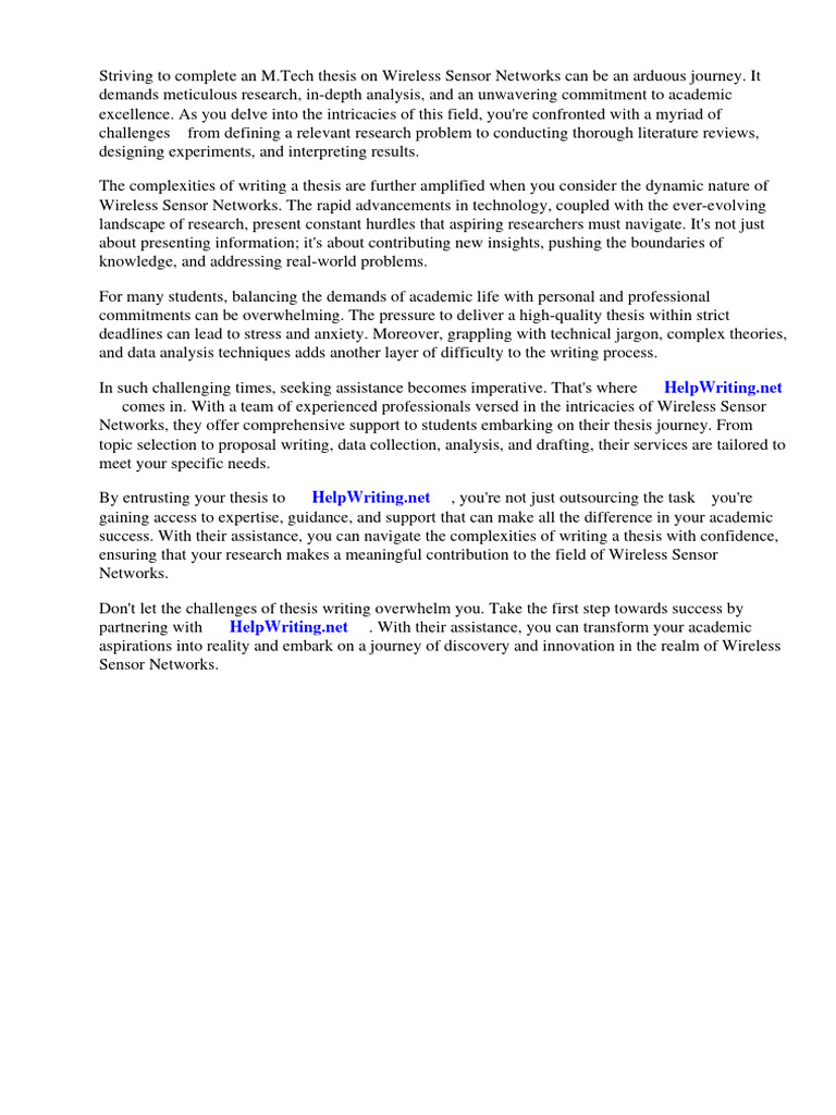 M.Tech Thesis Help: Wireless Sensor Networks | PDF | Wireless Sensor Network | Computer Network