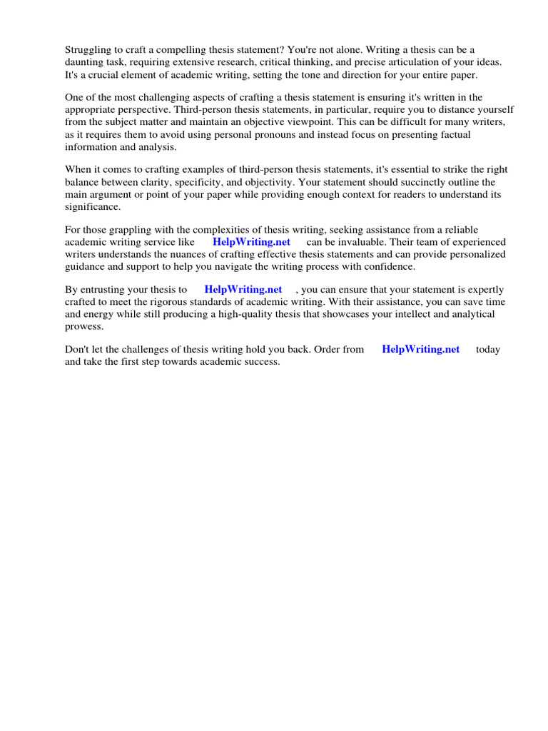 Examples of Third Person Thesis Statement | PDF | Narration | Essays