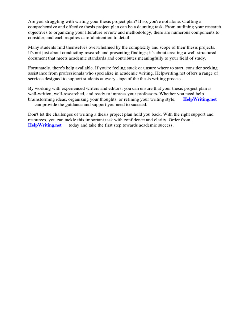 Thesis Project Plan Sample | PDF | Thesis | Creativity