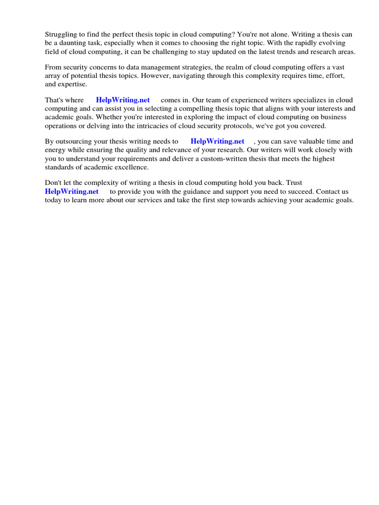 Thesis Topics In Cloud Computing Download Free Pdf Cloud Computing