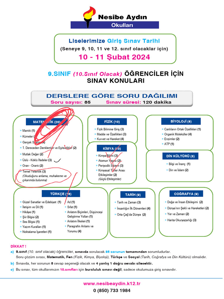 9.sinif Nao Sinav Konulari | PDF