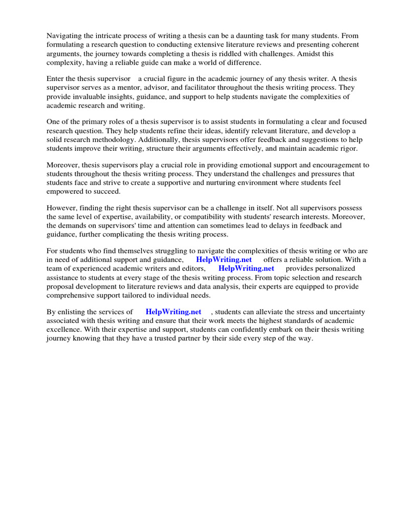 What Does A Thesis Supervisor Do | Download Free PDF | Thesis