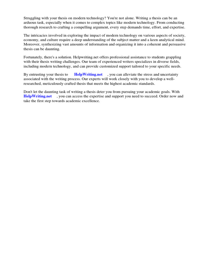Example of Thesis About Modern Technology | PDF | Essays | Expert
