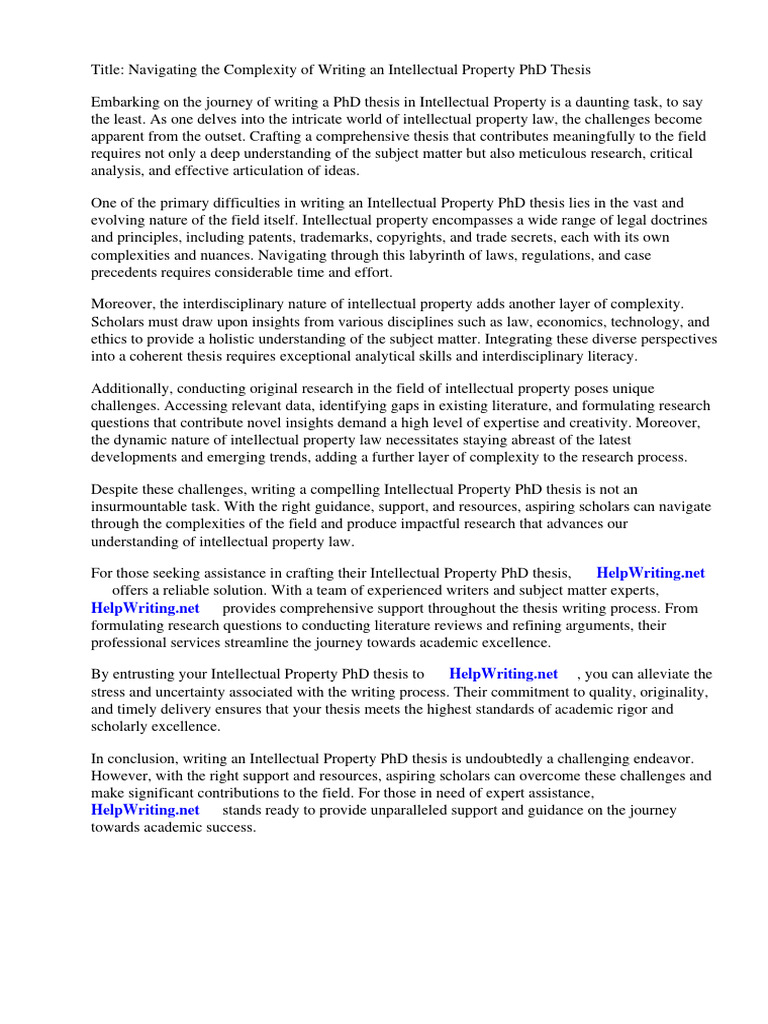 Intellectual Property PHD Thesis | PDF | Intellectual Property | Trademark