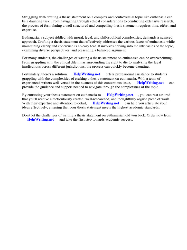 Example Thesis Statement Euthanasia | PDF | Medicine