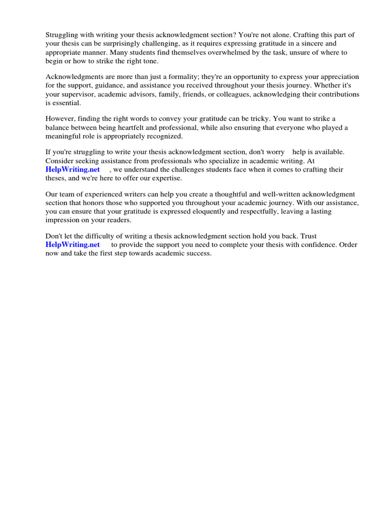 How to Write an Acknowledgement for a Thesis Sample | PDF | Thesis