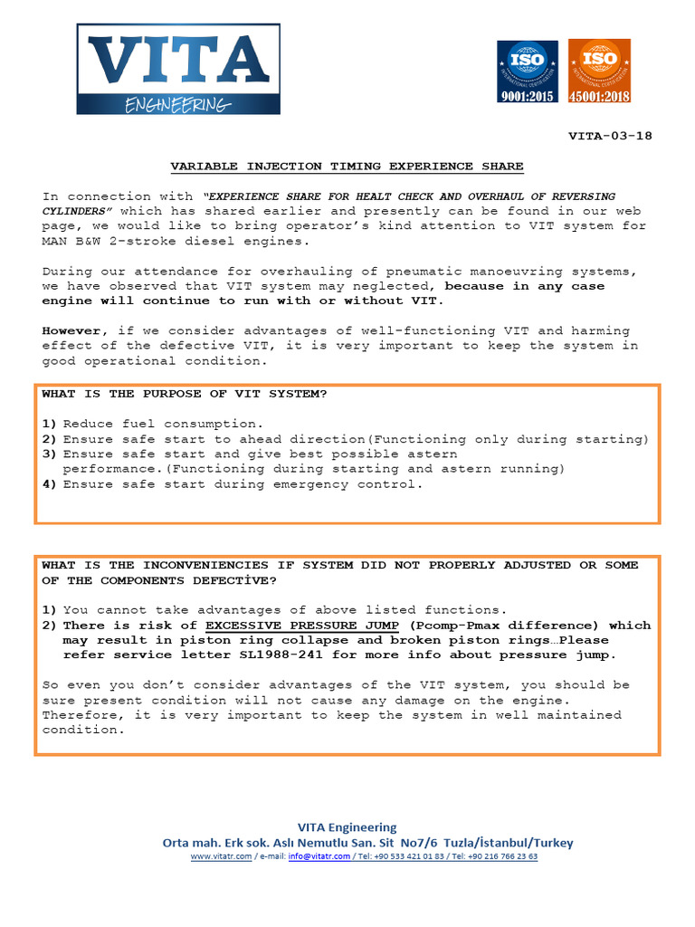 Vit Variable Injection Timing System | PDF | Piston | Valve
