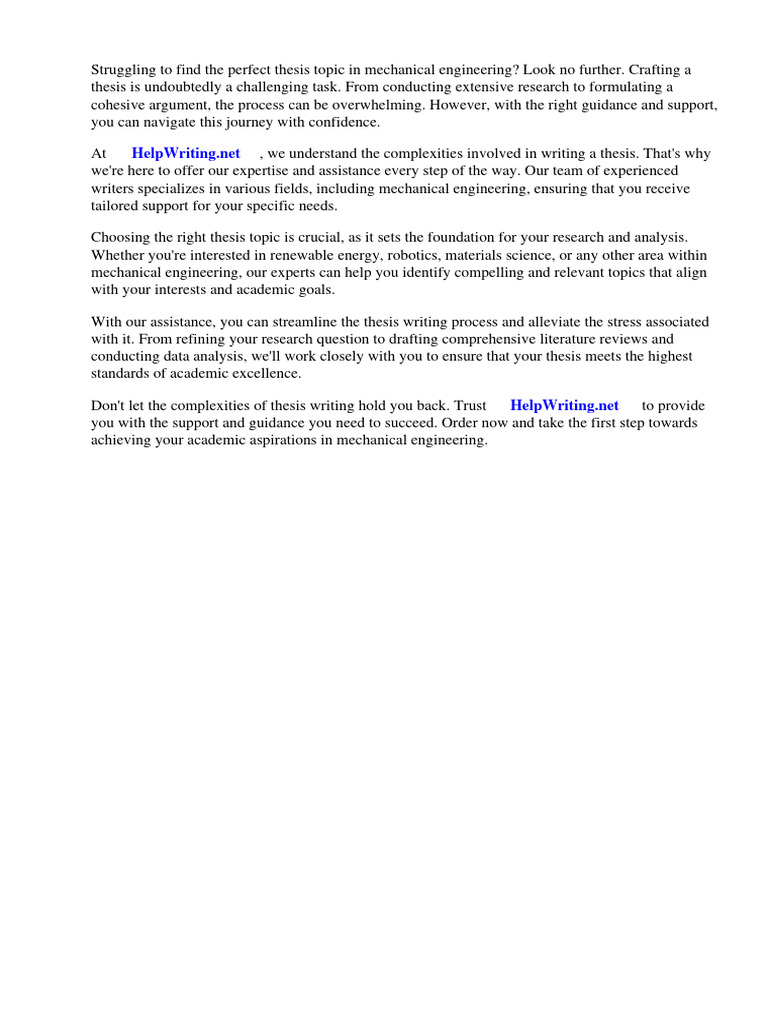 Thesis Topics in Mechanical Engineering | PDF | Thesis | Engineering