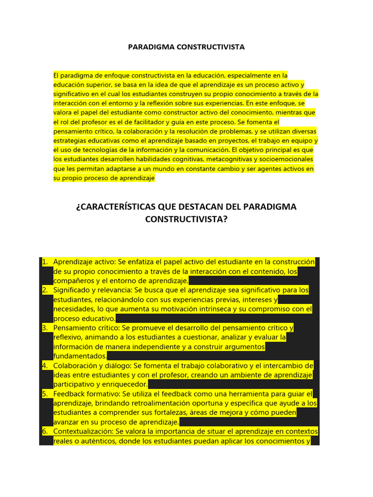 Paradigma Constructivista | PDF | Constructivismo (filosofía de la ...
