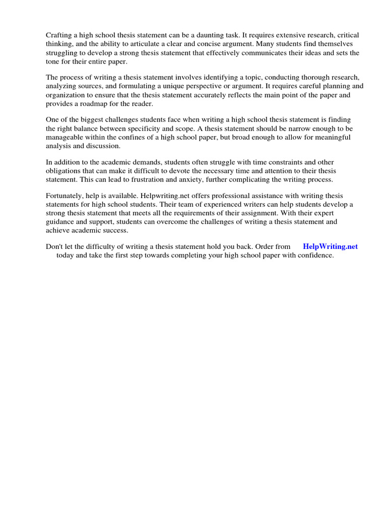 High School Thesis Statements | PDF | Essays | Thesis