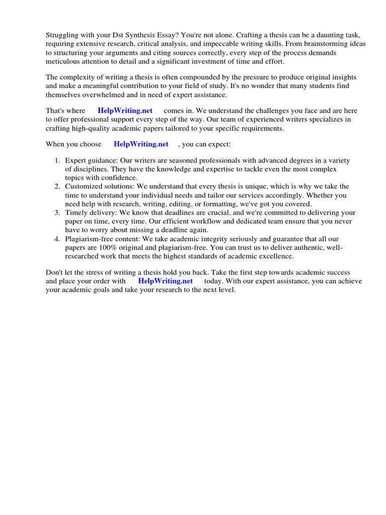 DST Synthesis Essay | PDF | Essays | Critical Thinking