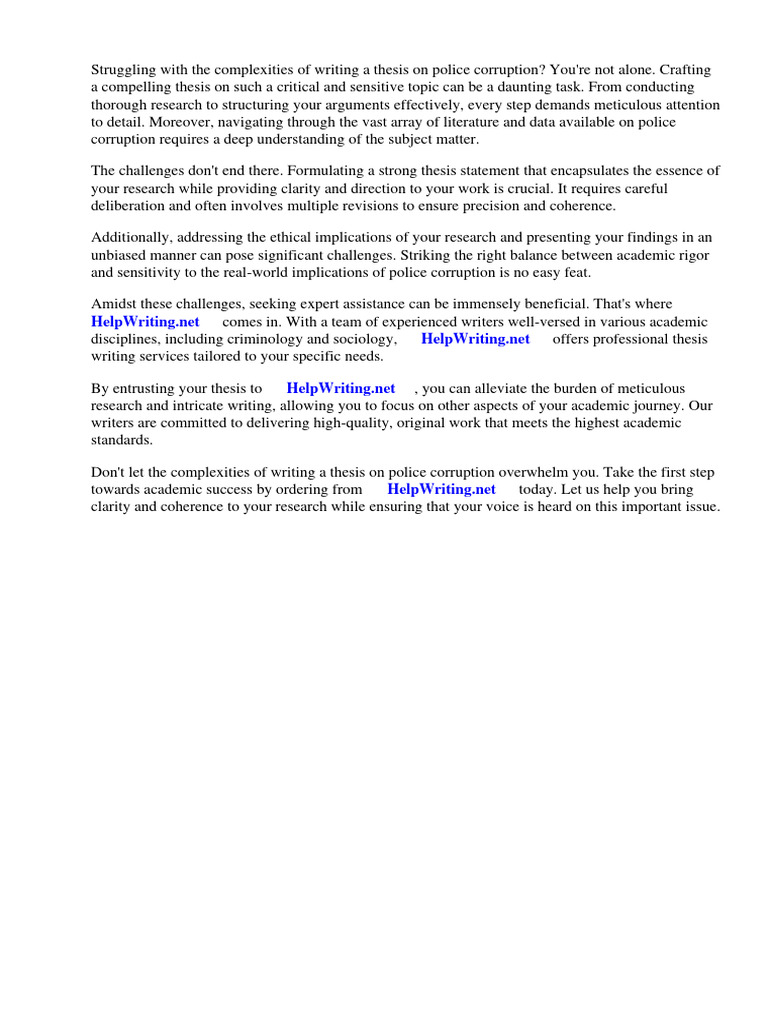 Police Corruption Thesis Statement | PDF | Police | Corruption