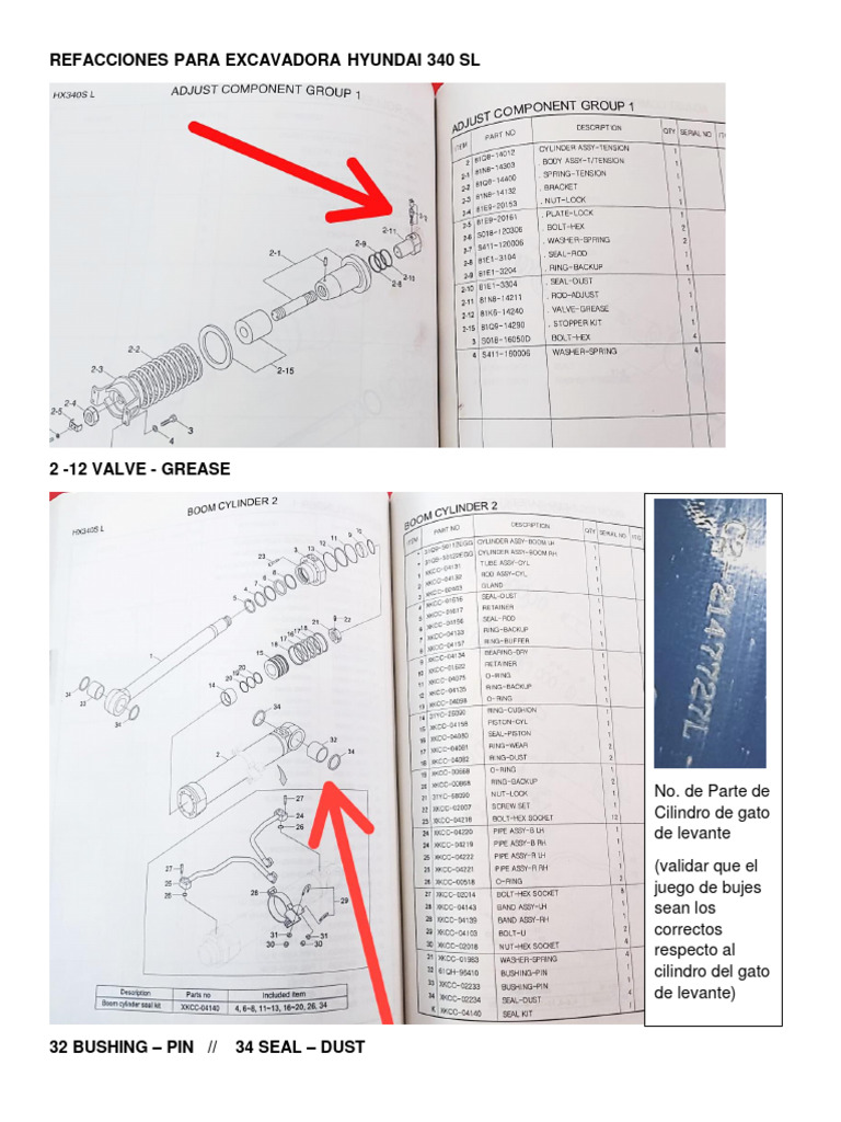 Refacciones para Excavadora Hyundai 340 SL | PDF