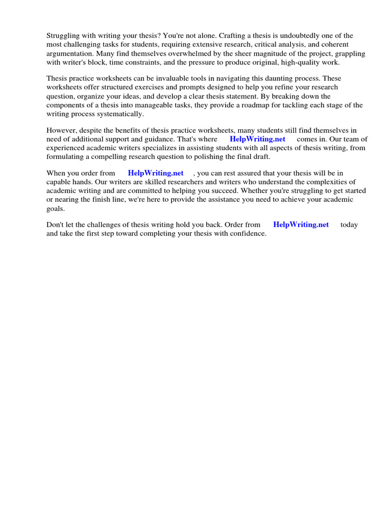 Thesis Practice Worksheets | PDF | Essays | Thesis