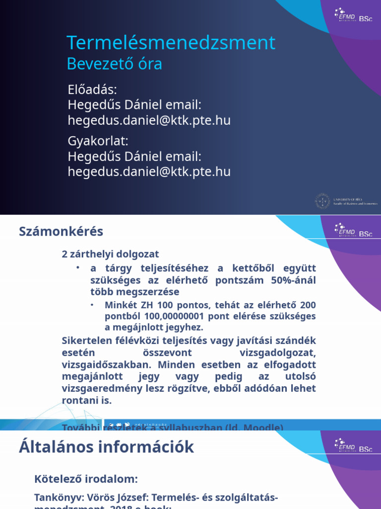Termelesmenedzsment Eloadas | PDF