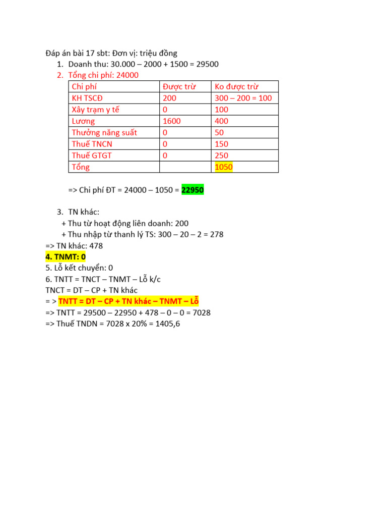 Đáp Án Bài 17 SBT | PDF