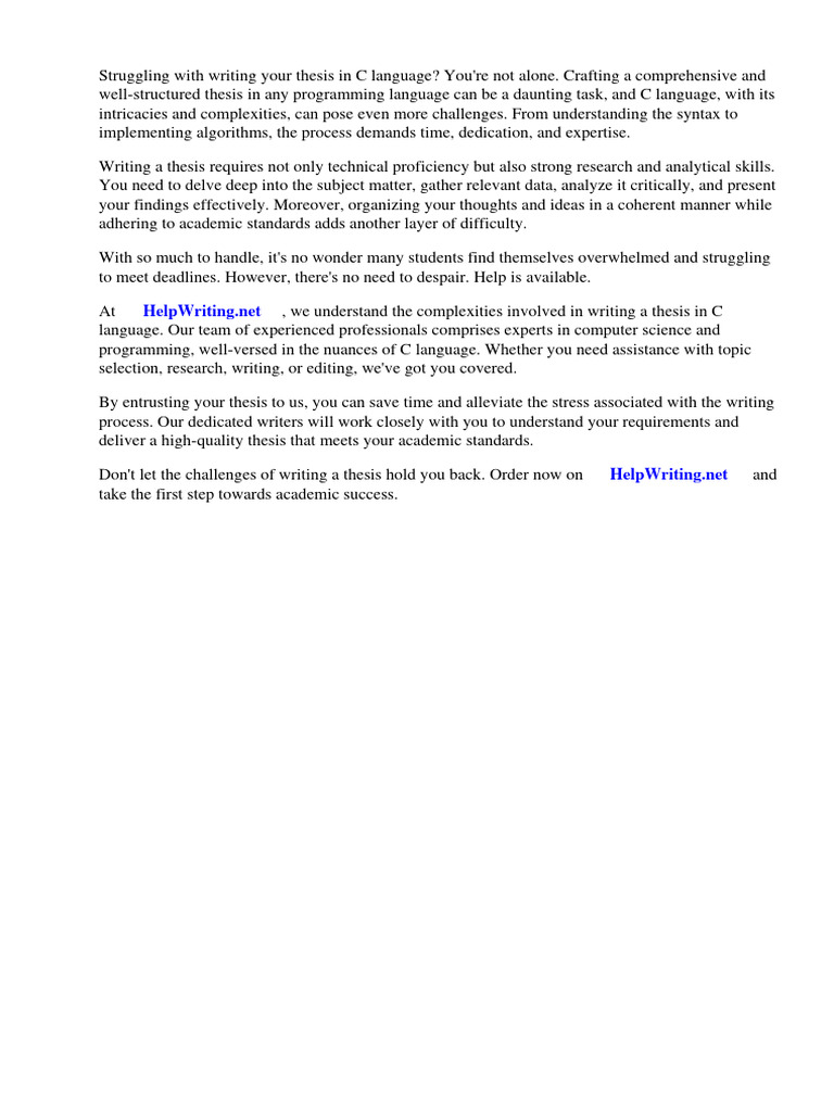 Thesis C Language | PDF | Thesis | Essays