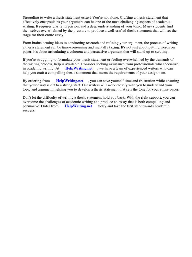 Thesis Statement Essay Writing | PDF | Essays | Thesis