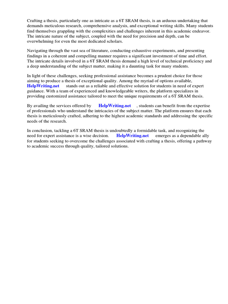 6t Sram Thesis | PDF | Computer Memory | Mosfet