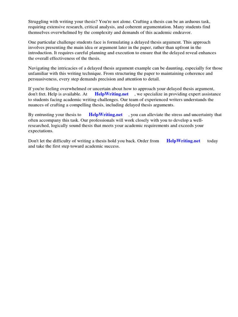 Delayed Thesis Argument Help | PDF | Essays | Argument