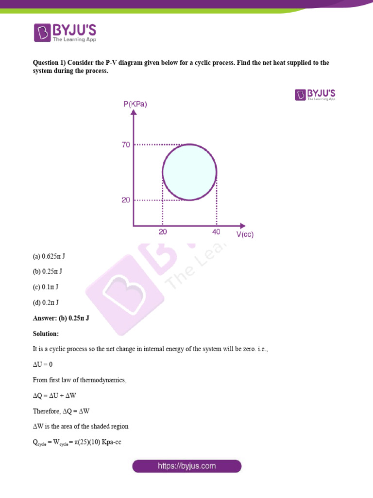 Thermodynamics JEE Advanced Previous Year Questions With Solutions PDF ...