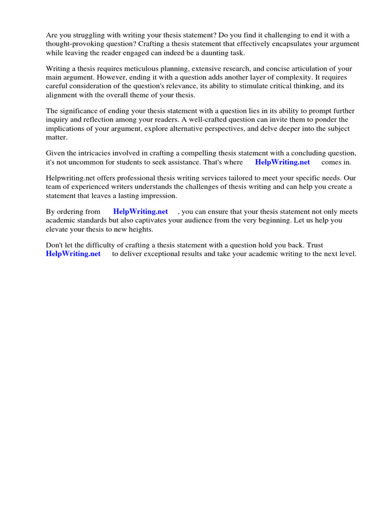 Crafting Thesis Statements with Questions | PDF | Essays | Thesis