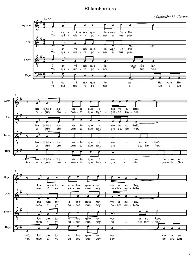 El Tamborilero, Adap. M. Clavero | PDF