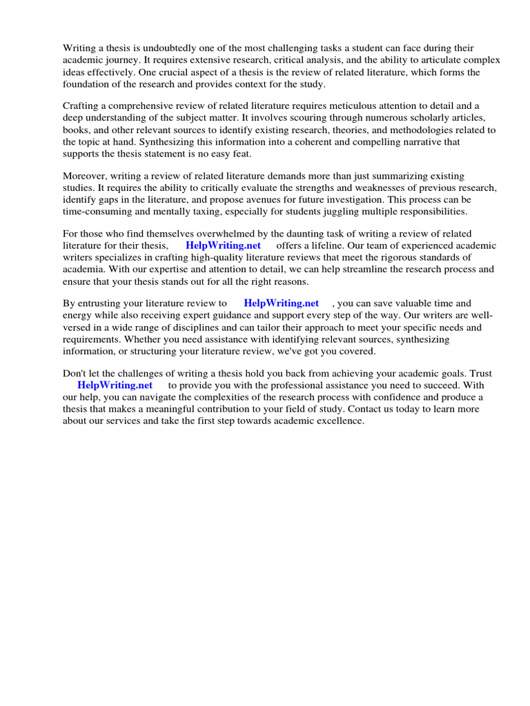 Samples of Review of Related Literature in Thesis | PDF | Thesis | Essays