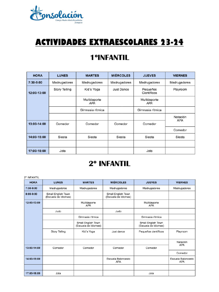 Extraescolares 23-24 | PDF