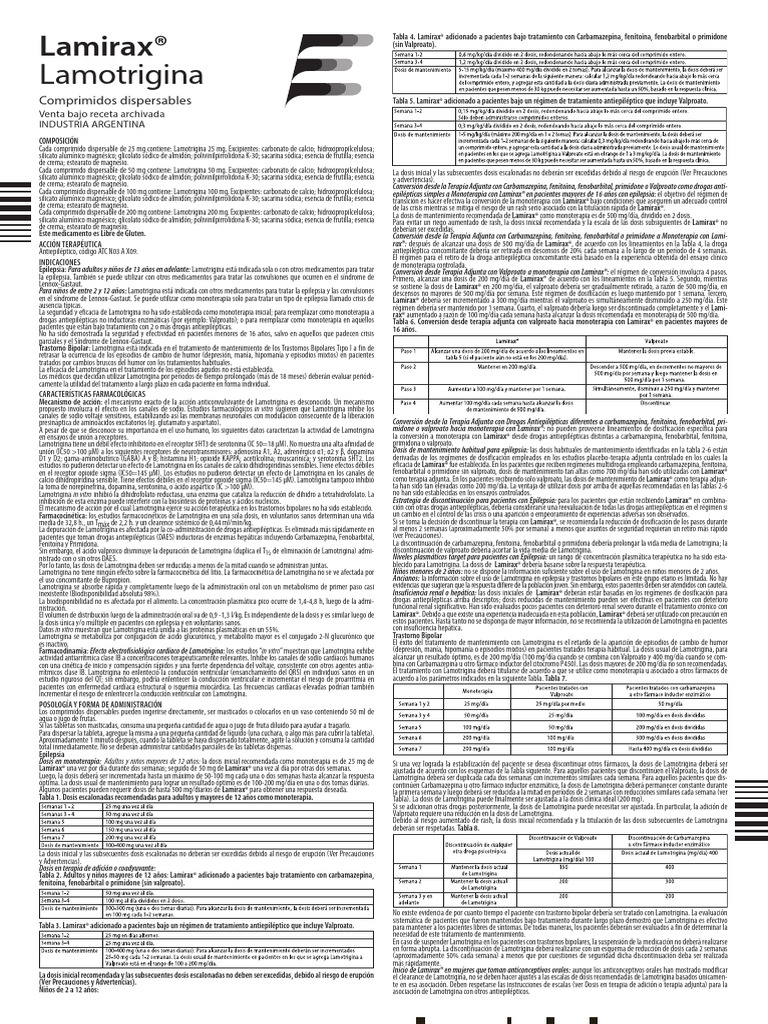 Lamirax Prospecto | Descargar gratis PDF | Desorden bipolar ...