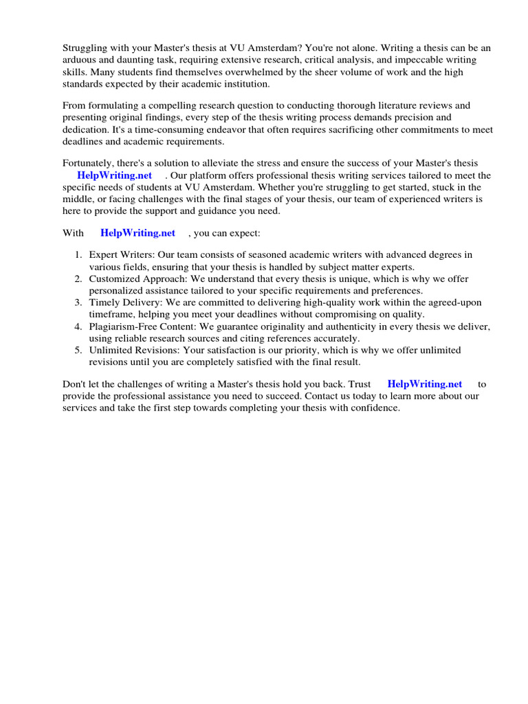 Master Thesis Vu Amsterdam | PDF | Thesis