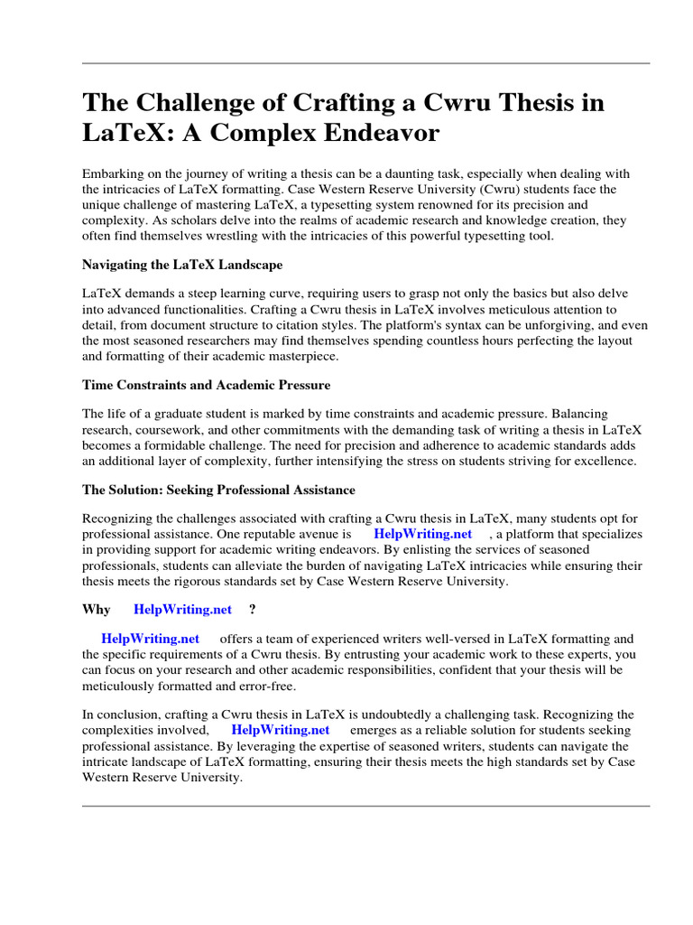 Cwru Thesis Latex | Download Free PDF | Thesis | Te X