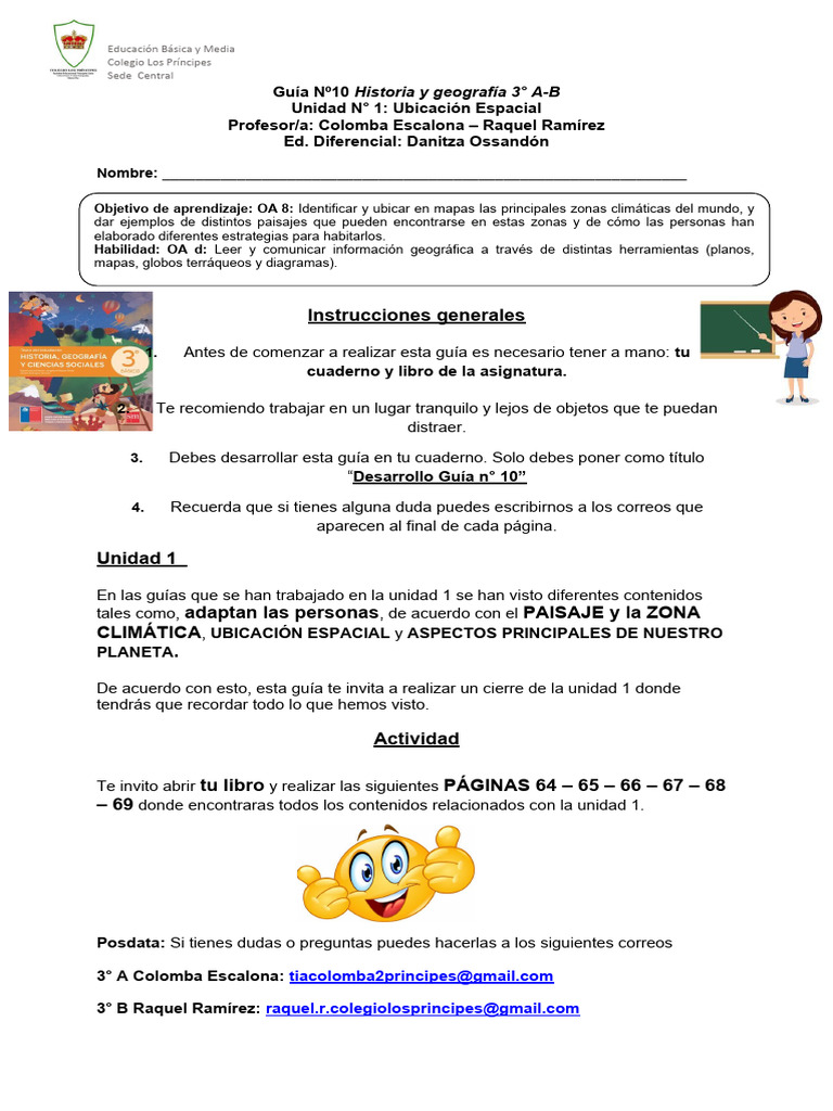 Guia N° 10 Historia y Geografía 3º Básico Viernes 26 de Junio | PDF | Estudios de idiomas ...