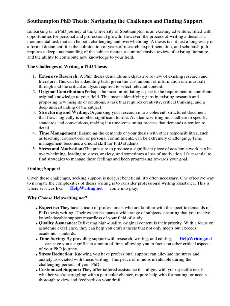 Southampton PHD Thesis | PDF | Thesis | Doctor Of Philosophy