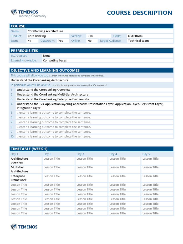 CB1PRARC CoreBanking Architecture Descriptor | PDF