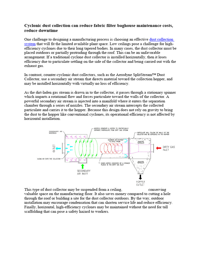 Horizontal and High-Efficiency Cyclone | PDF