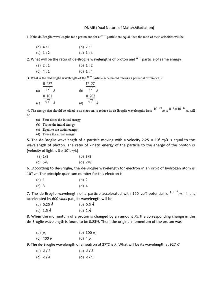 DNMR DPP - Ques | PDF | Photoelectric Effect | Electronvolt