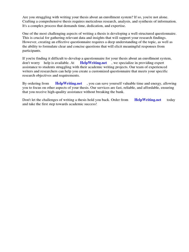 Sample Questionnaire For Thesis About Enrollment System | PDF | Databases | Information