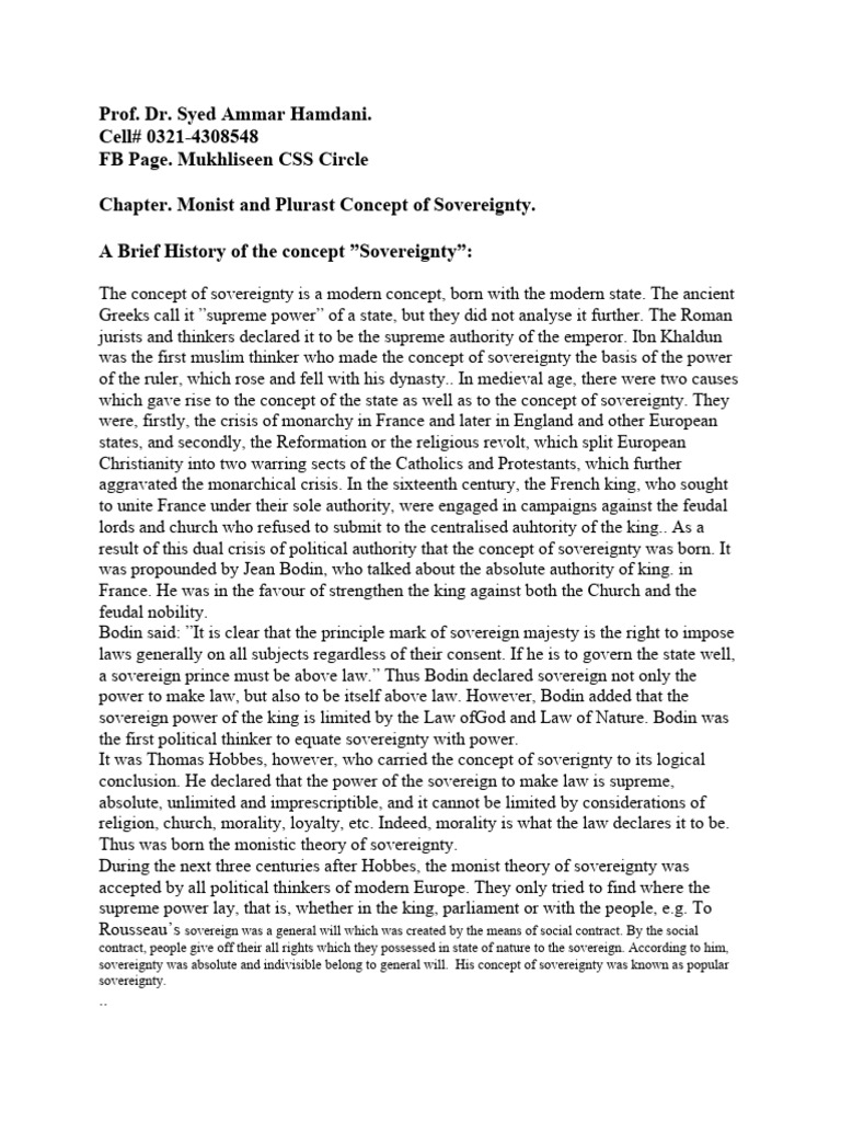History of Sovereignty For Student | PDF | Sovereignty | State (Polity)