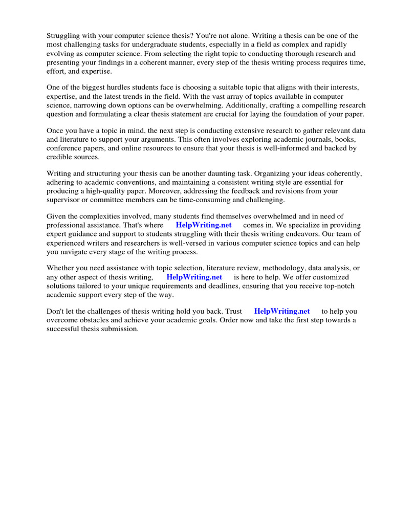 Computer Science Thesis Topics For Undergraduate | PDF | Thesis ...