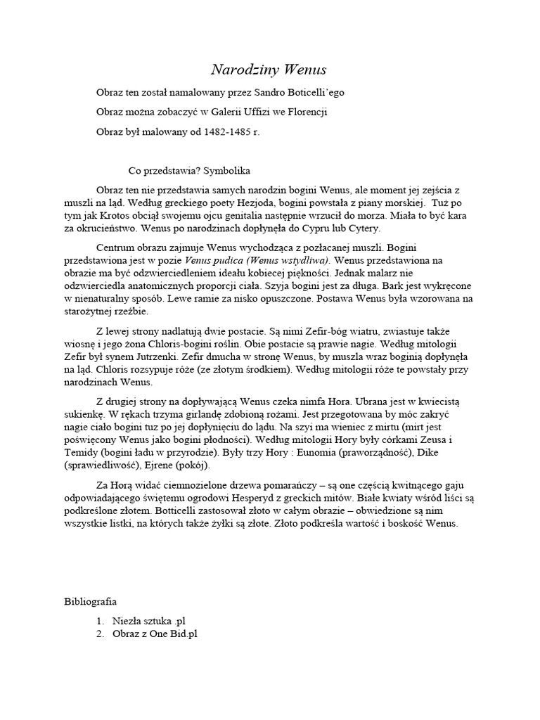 Narodziny Wenus | PDF