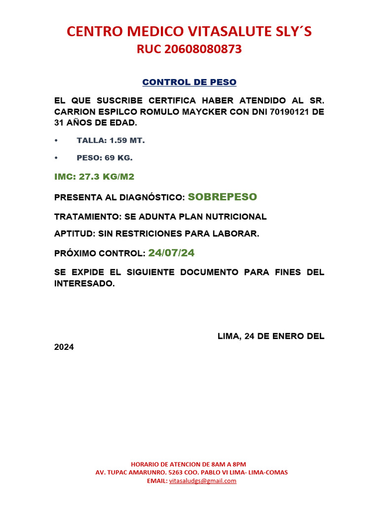 Control de Peso | PDF | Salud y bienestar