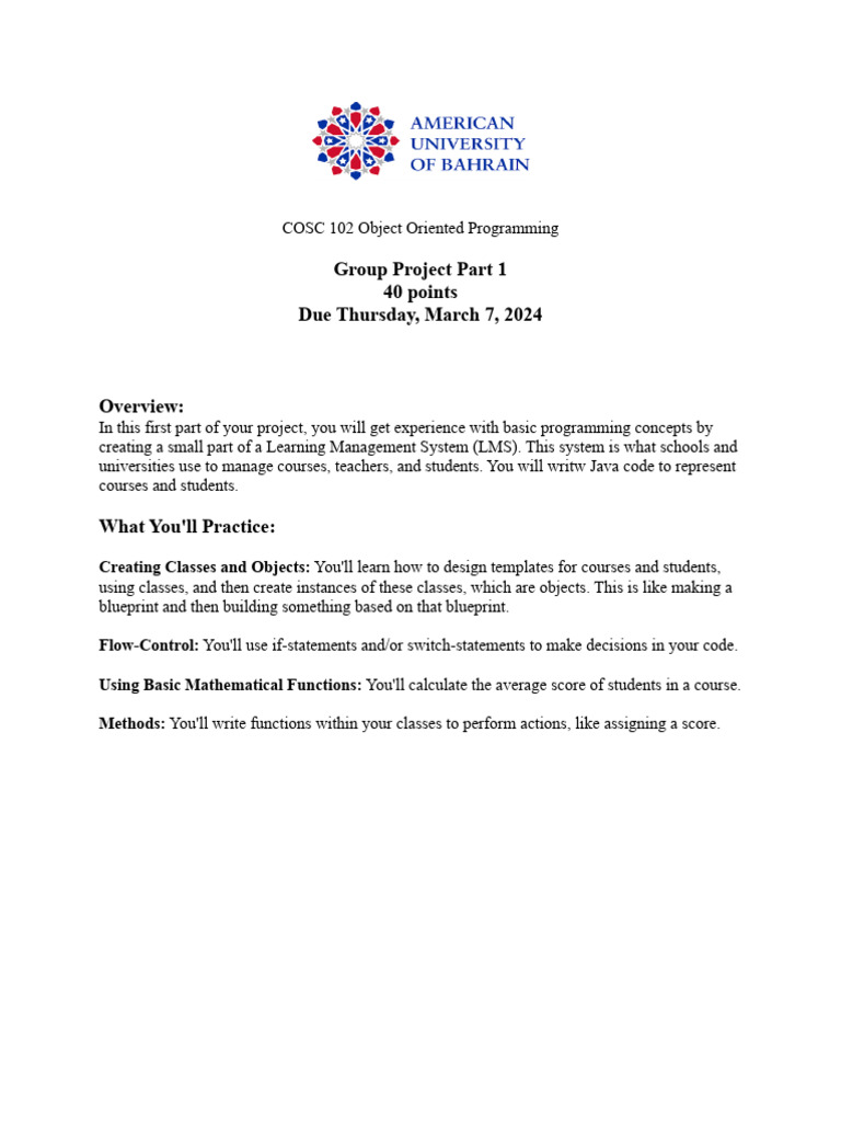 COSC102 HW1-version1-1 | Download Free PDF | Method (Computer Programming) | Class (Computer ...