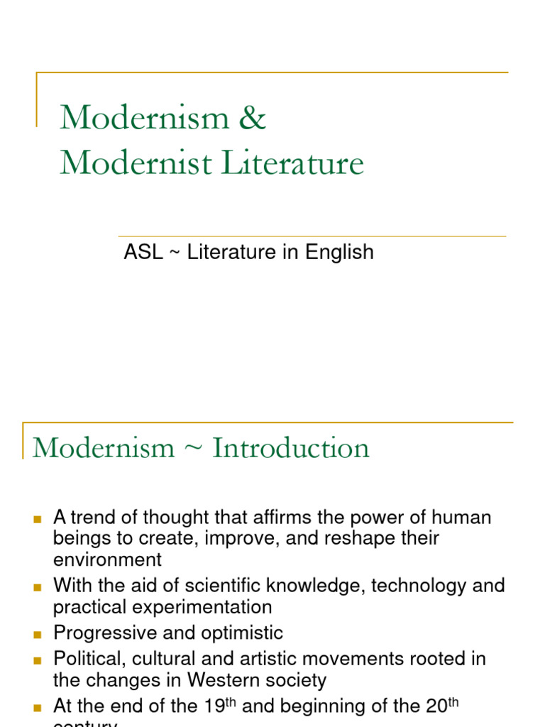 Modernism Modernist Literature FINAL 1 | PDF | Modernism | Literary ...
