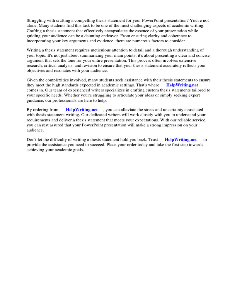 Powerpoint Presentation Thesis Statement | PDF | Thesis | Essays